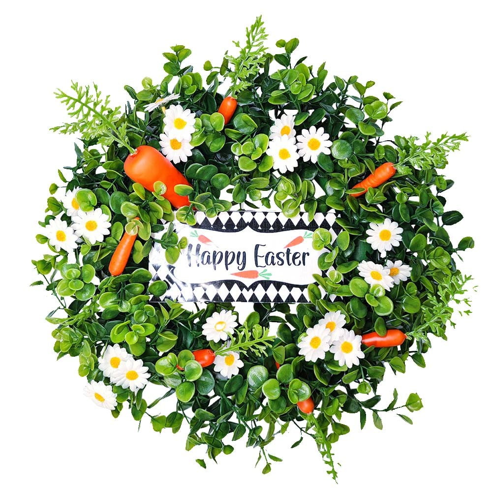 Easter Flower Garland Decorations For Home,Easter Wreath Daisy Carrot ...