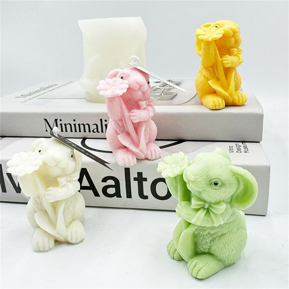 Easter Flower Rabbit Candle Silicone Mould DIY Little Daisy Rabbit ...