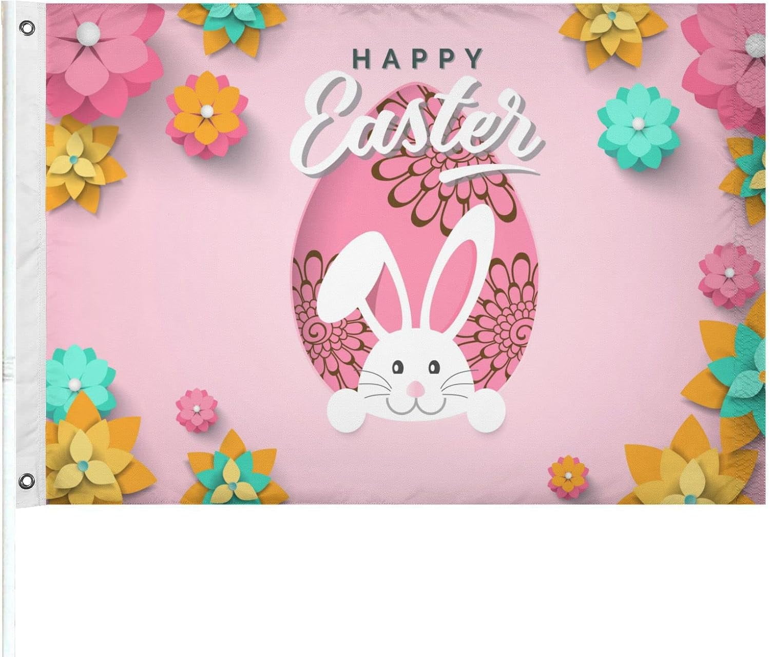 Easter Flowers Bunny Flag Outdoor Garden Flag for Outside Funny Flags ...