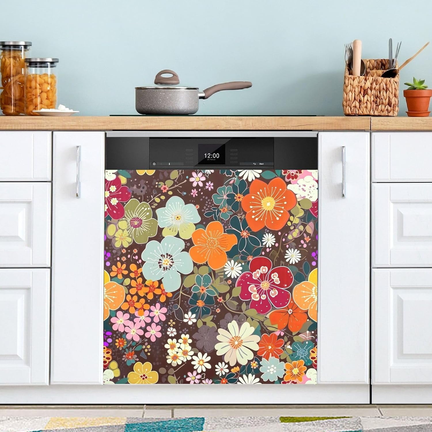 Easter Flowers Dishwasher Magnet Cover, Kitchen Dish Washer Door Panel ...