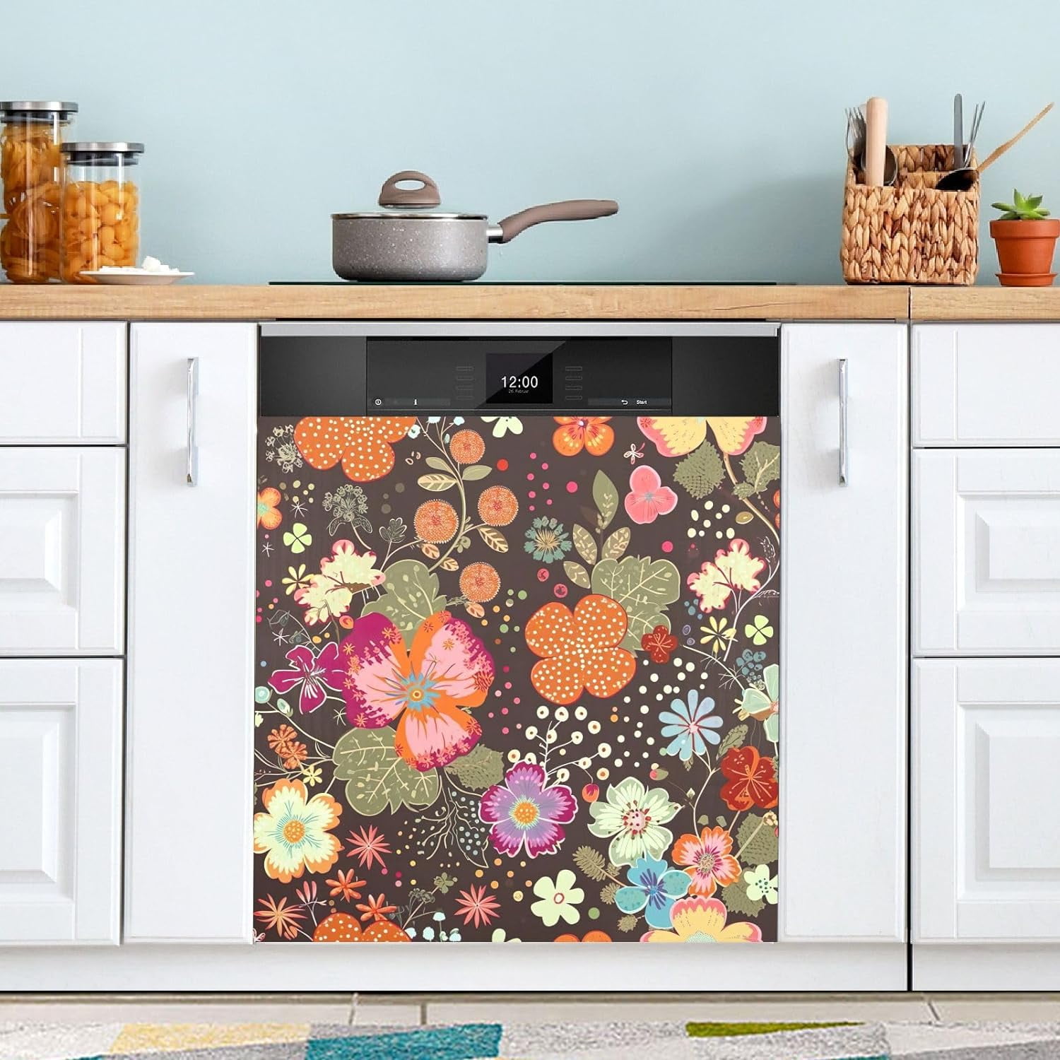 Easter Flowers Dishwasher Magnet Cover, Kitchen Dish Washer Door Panel ...
