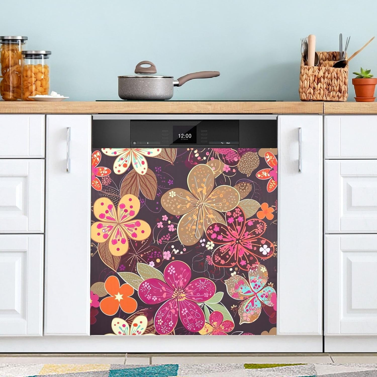 Easter Flowers Dishwasher Magnet Cover, Kitchen Dish Washer Door Panel ...