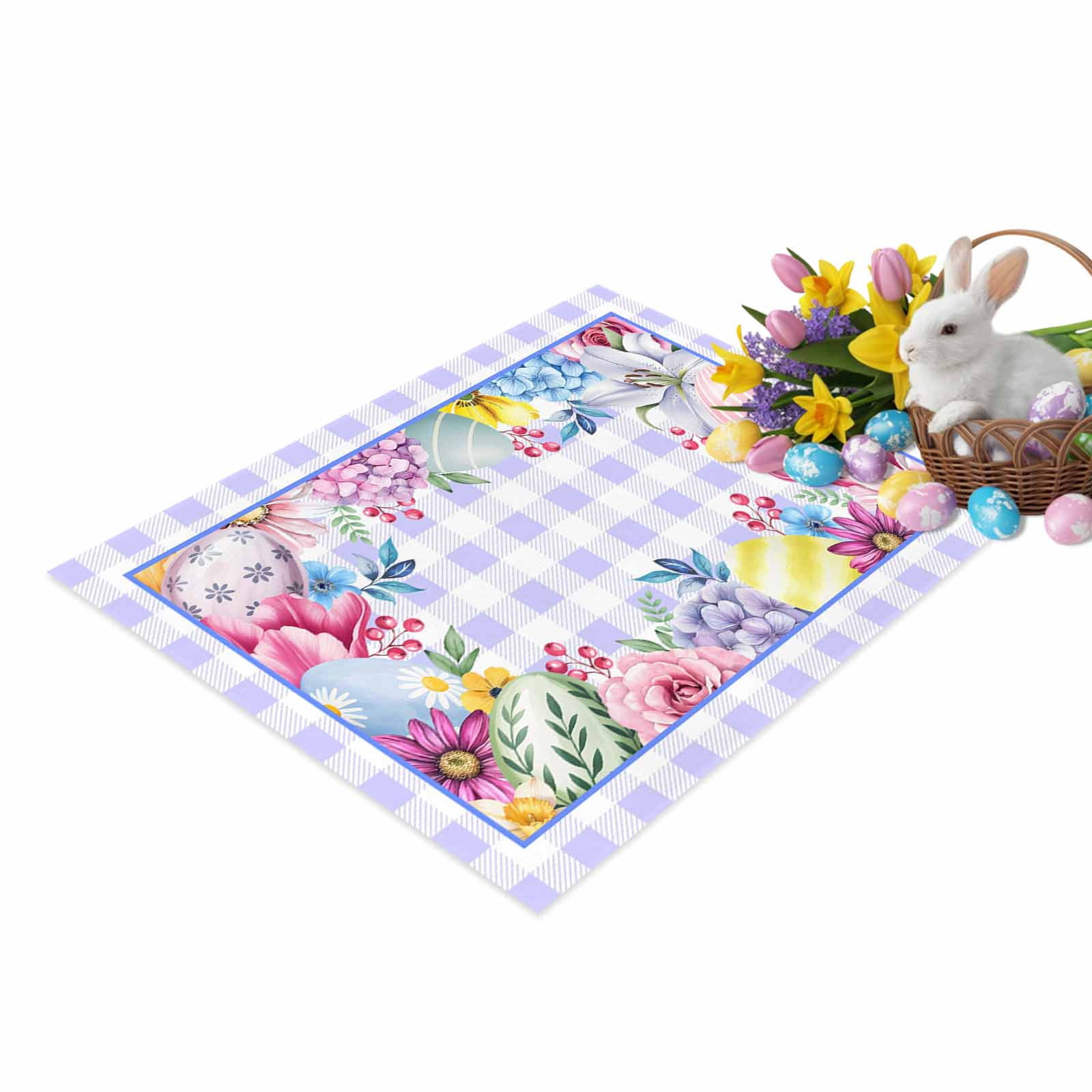 Easter Flowers Door Mat Color Egg Pink Floral Roses Hydrangea Purple ...
