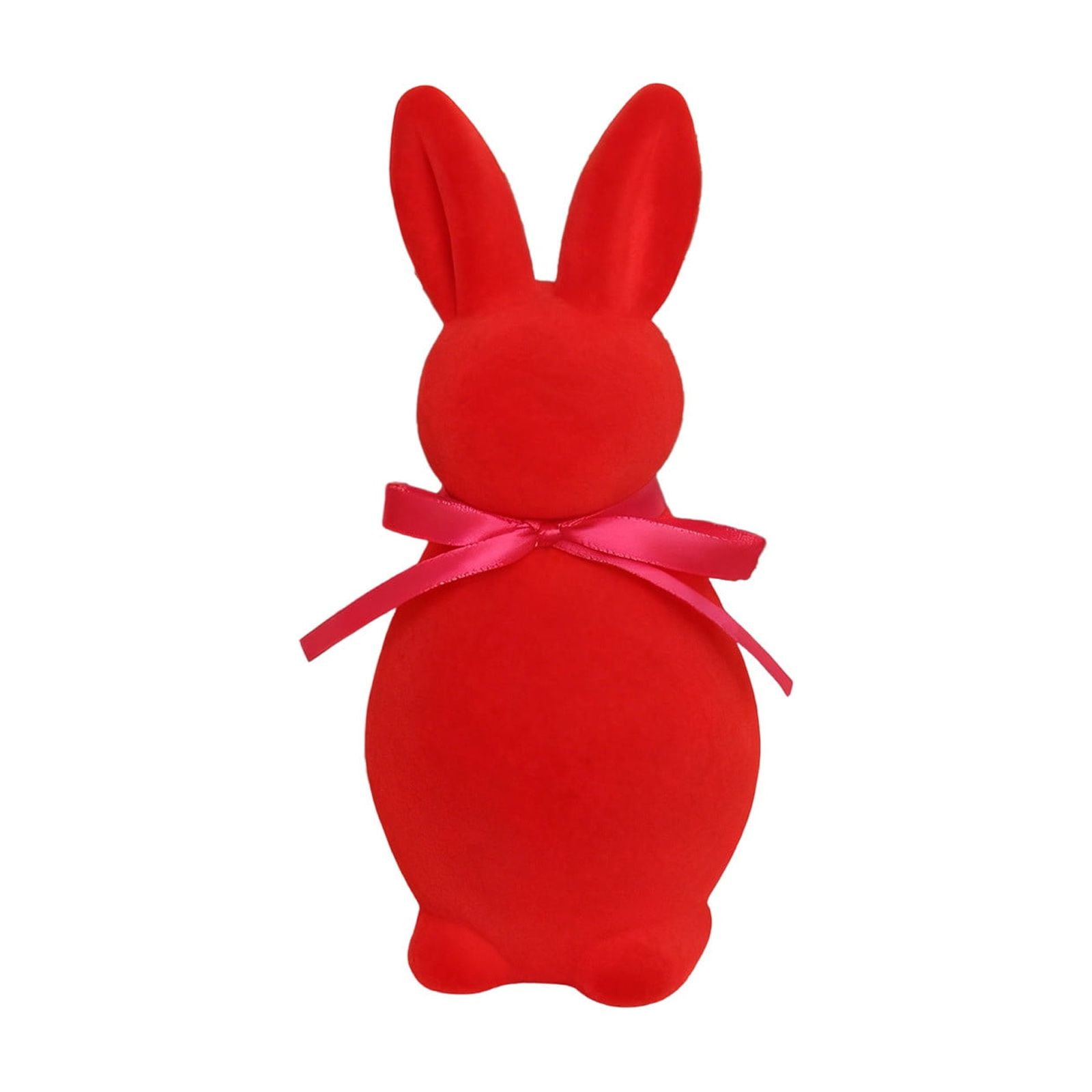 Easter Foam Bunny Figurine, Solid Color Rabbit with Bow Tabletop ...