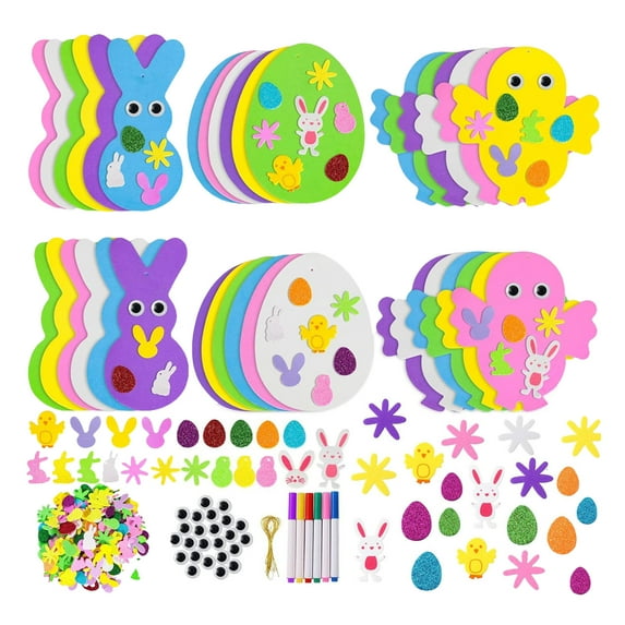 Easter Foam Stickers Set DIY Crafts Egg Rabbit Chick Easter Decorations ...