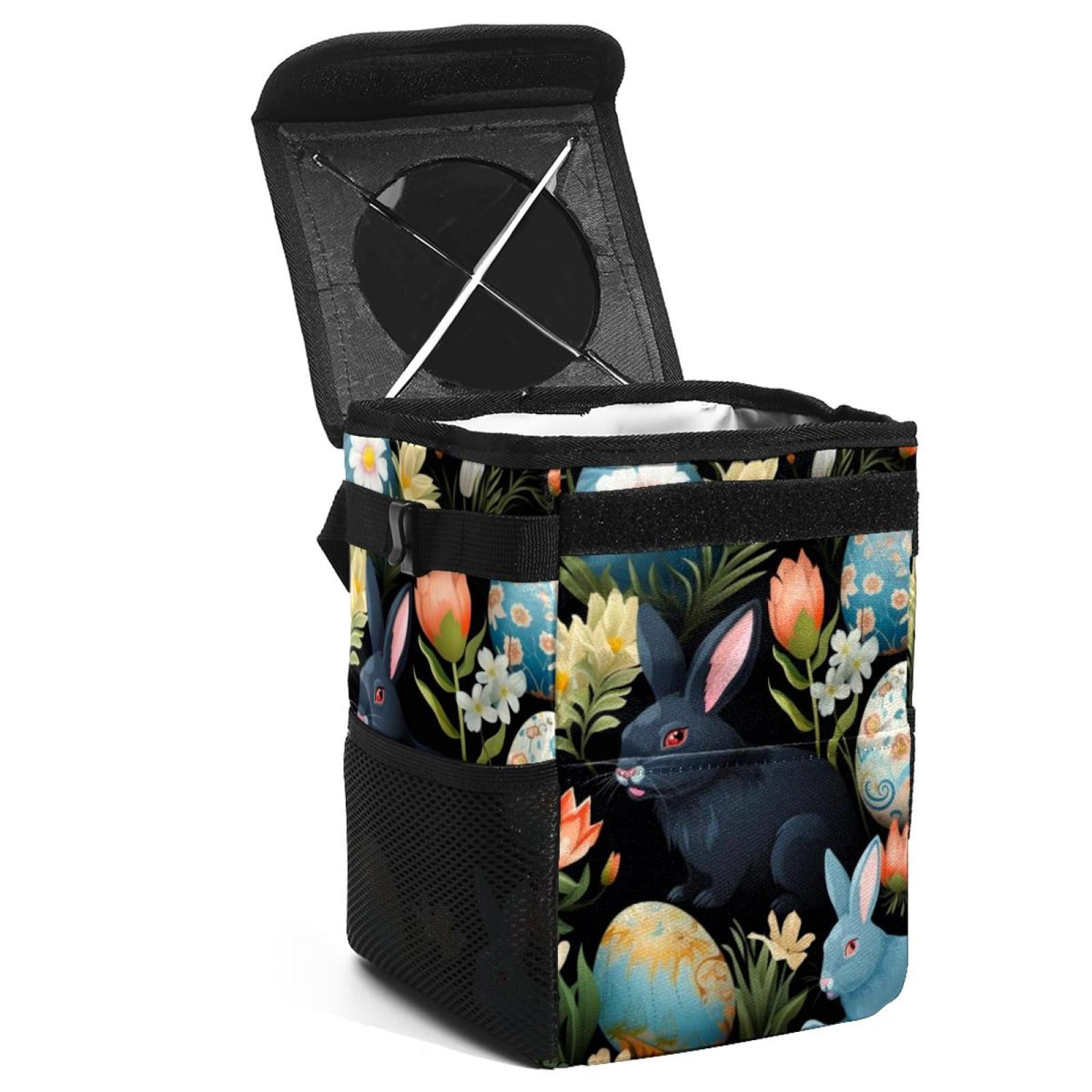 Easter Foldable Car Trash Bin Mini Trash Can with Lid, Leak-proof ...