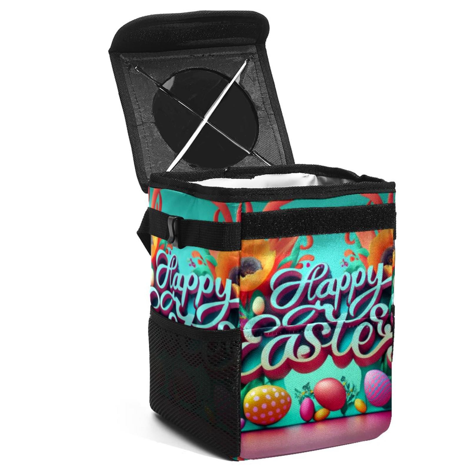 Easter Foldable Car Trash Can with Lid, Leak-proof Hanging Storage Bag ...