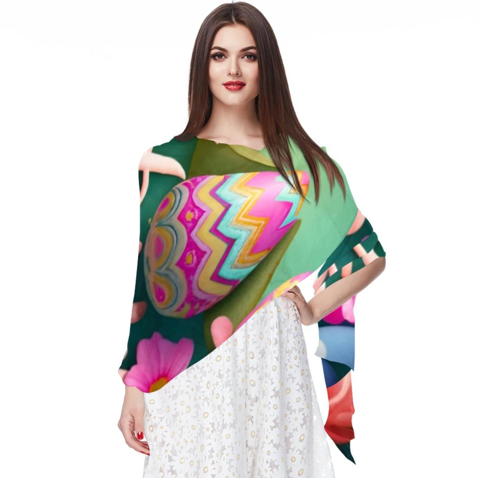 Easter Font Translucent Chiffon Yarn Silk Scarf - Light Breathable ...