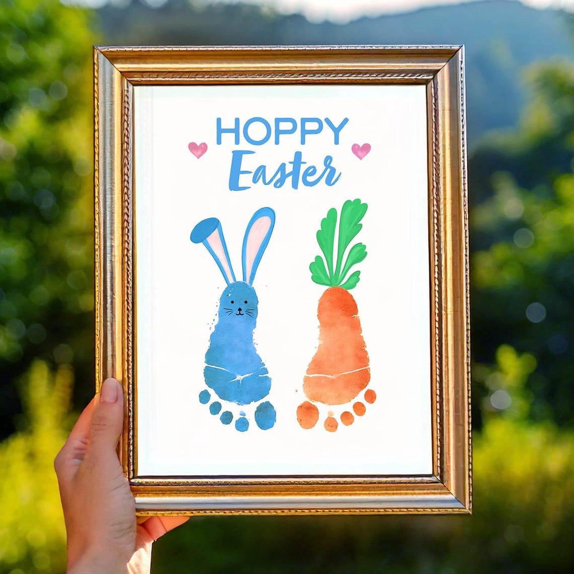 Easter Footprint Keepsake Art, For Kids Sibling Art, Diy Blue Easter ...