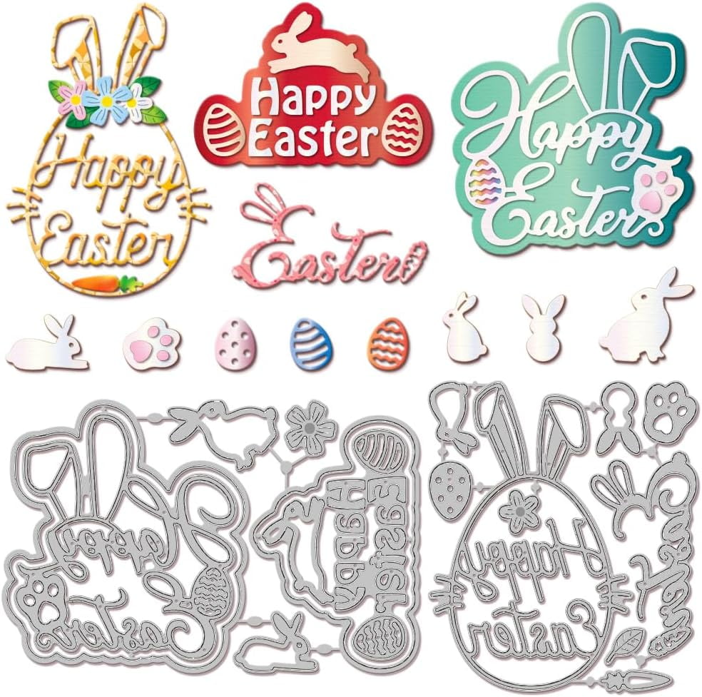 Easter Frame Word Dies Metal Happy Easter Die Cuts Rabbit and Egg ...