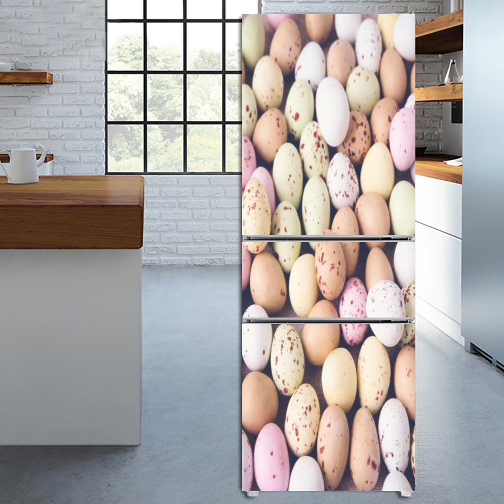 Easter Fridge Fridge Door Cover Sticker Floral Vinyl Vegetable Food ...