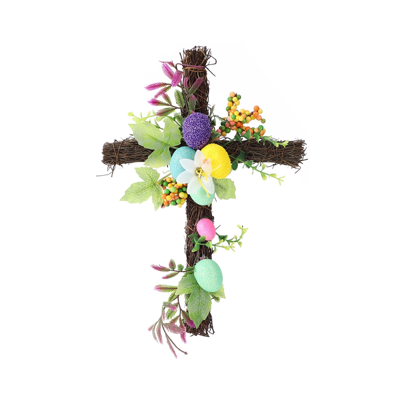 Easter Front Door Cross Wreath, Easter Artificial Wreath , Home Decration Easter Cross Flowers ...
