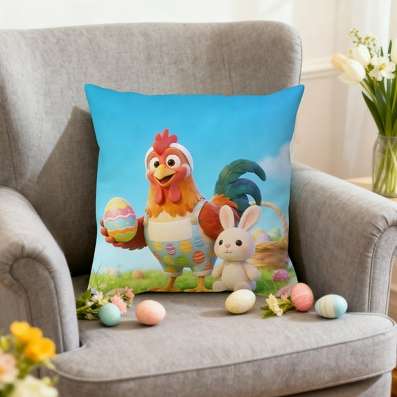 Easter Funny Chick Pillow Cover Cute Animal Pattern Soft and Durable ...