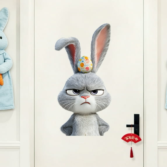 Easter Funny Eggshell Rabbit Flower Window Stickers Rabbit Window ...