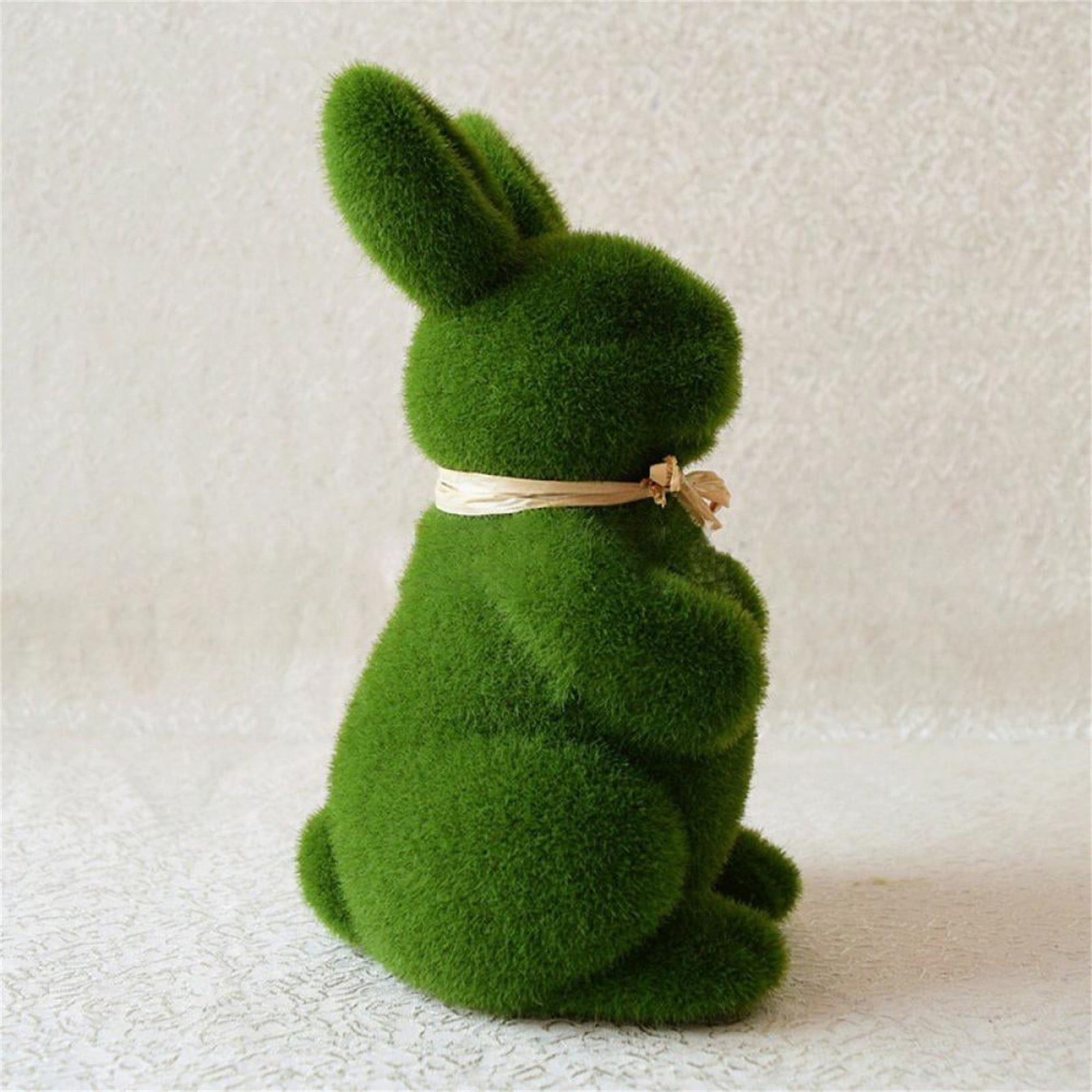 Easter Furry Flocked Bunny, Faux Moss Rabbit Easter Table Decor, Moss ...