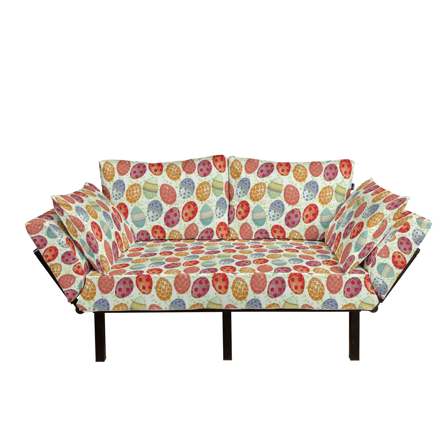 Easter Futon Couch, Traditional Eggs Painted with Flowers Vintage ...