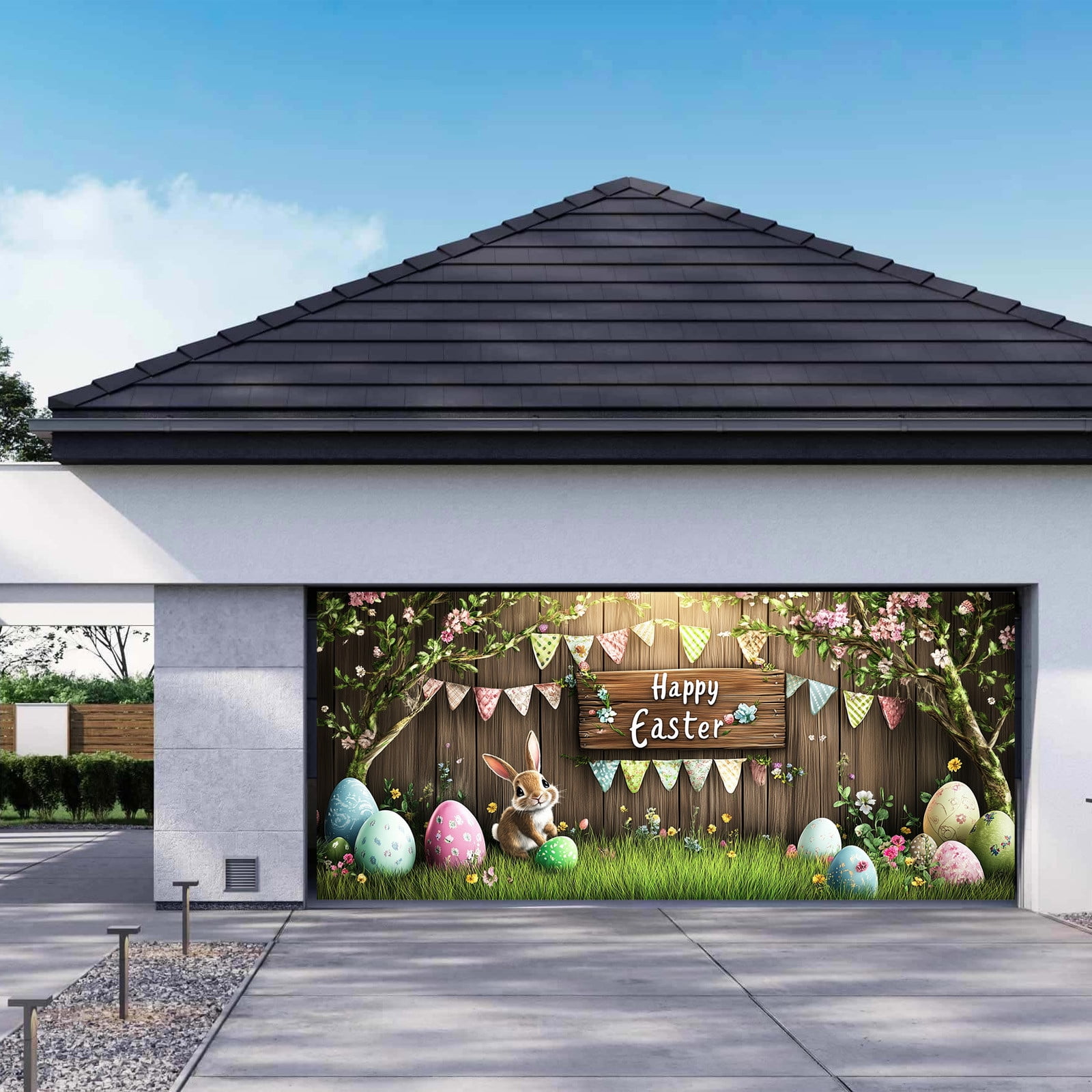 Easter Garage Door Cover-Easter Bunny Decorations Rabbits Welcome ...