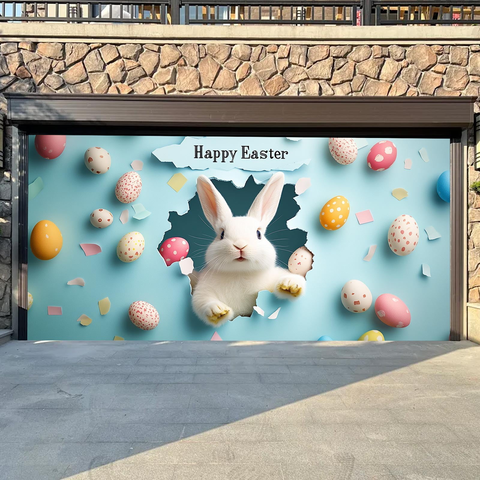 Easter Garage Door Decoration Happy Easter Garage Large Easter Bunny ...