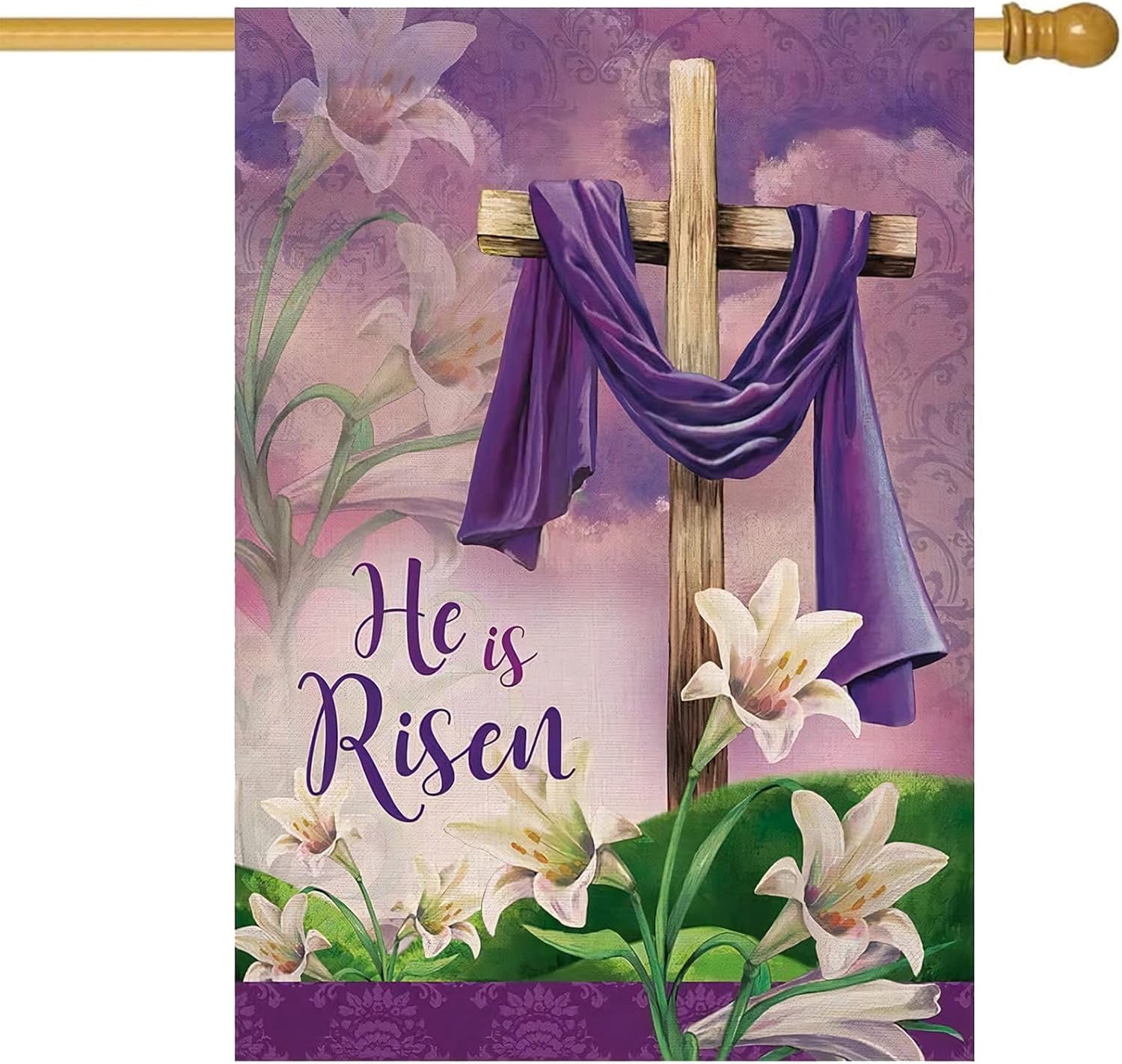 Easter Garden Flag, 28x40 inch He is Risen Spring Easter Flag Large ...