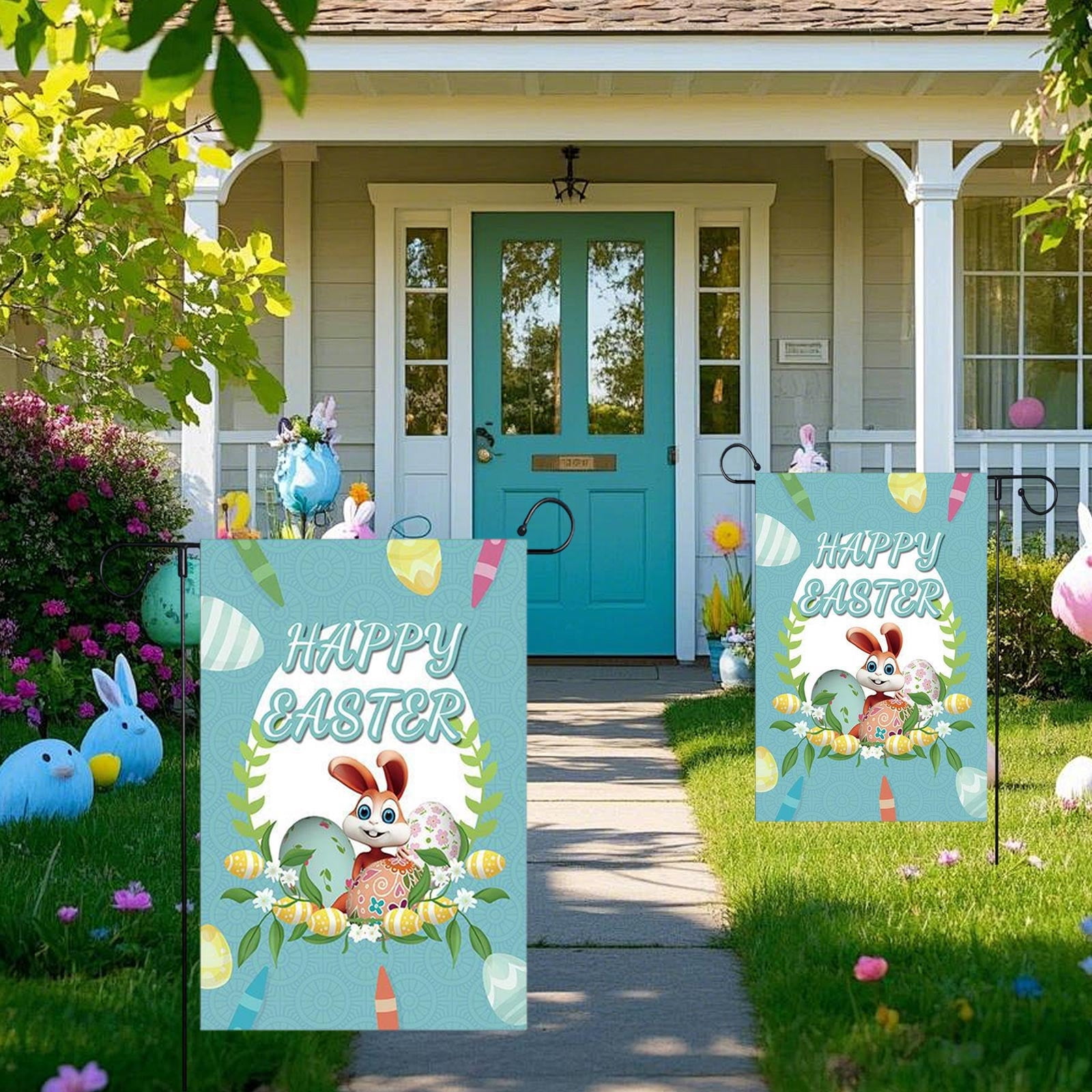Easter Garden Flag Birthday Decorations Double Sided Polyester Outdoor ...