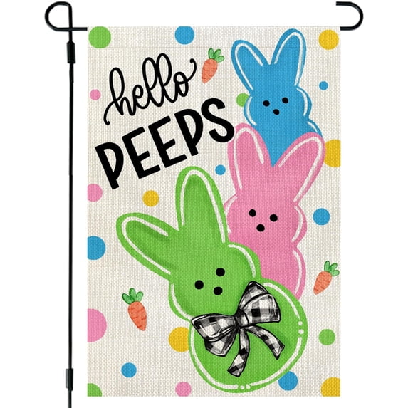 Easter Garden Flag Bunny Peeps 12x18 Inch Double Sided Holiday ...