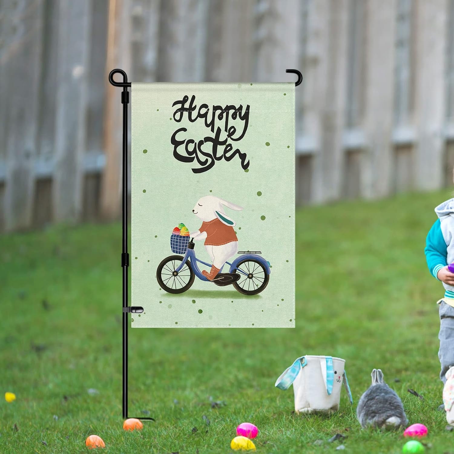 Easter Garden Flag, Easter Decor Garden Flags Bunny Easter Flag Double ...