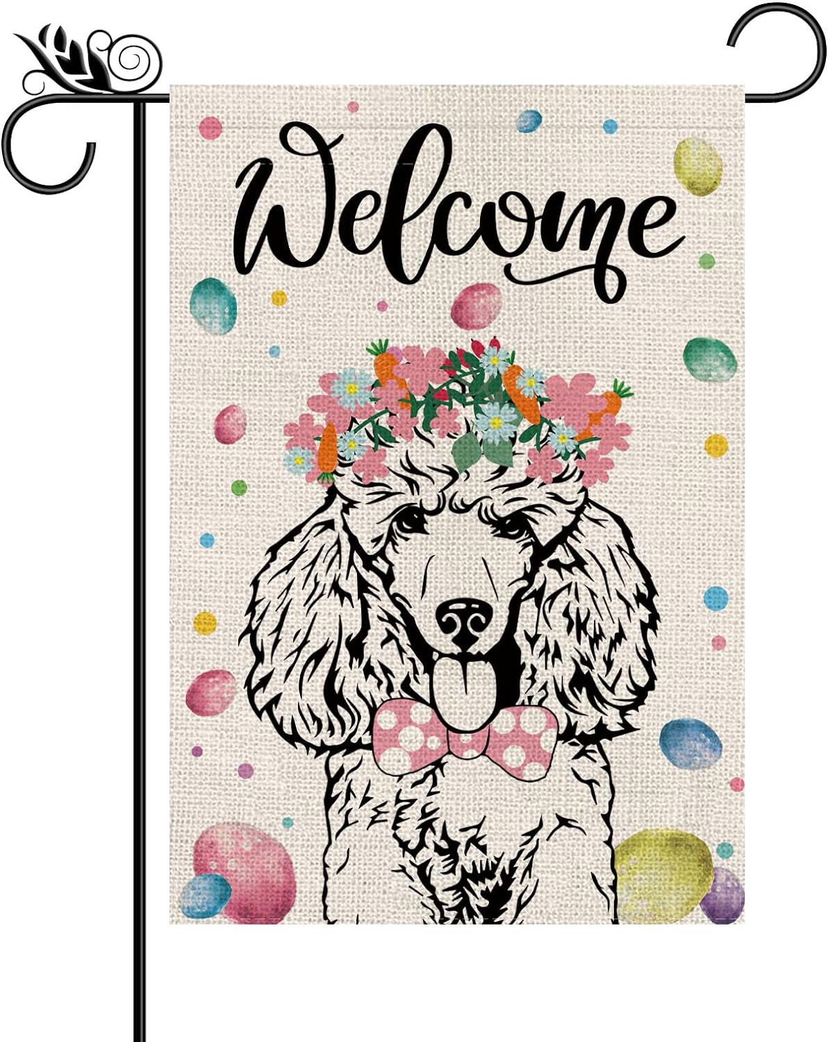 Easter Garden Flag Easter Egg Poodle Dog Double Sided Flags for Outside ...