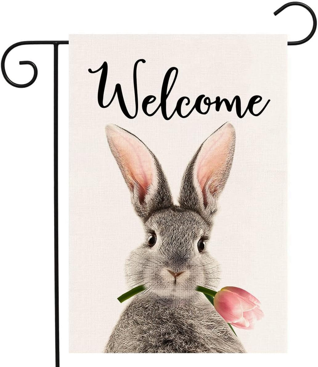 Easter Garden Flag for Outside, Welcome Easter Garden Flags 12x18 inch ...