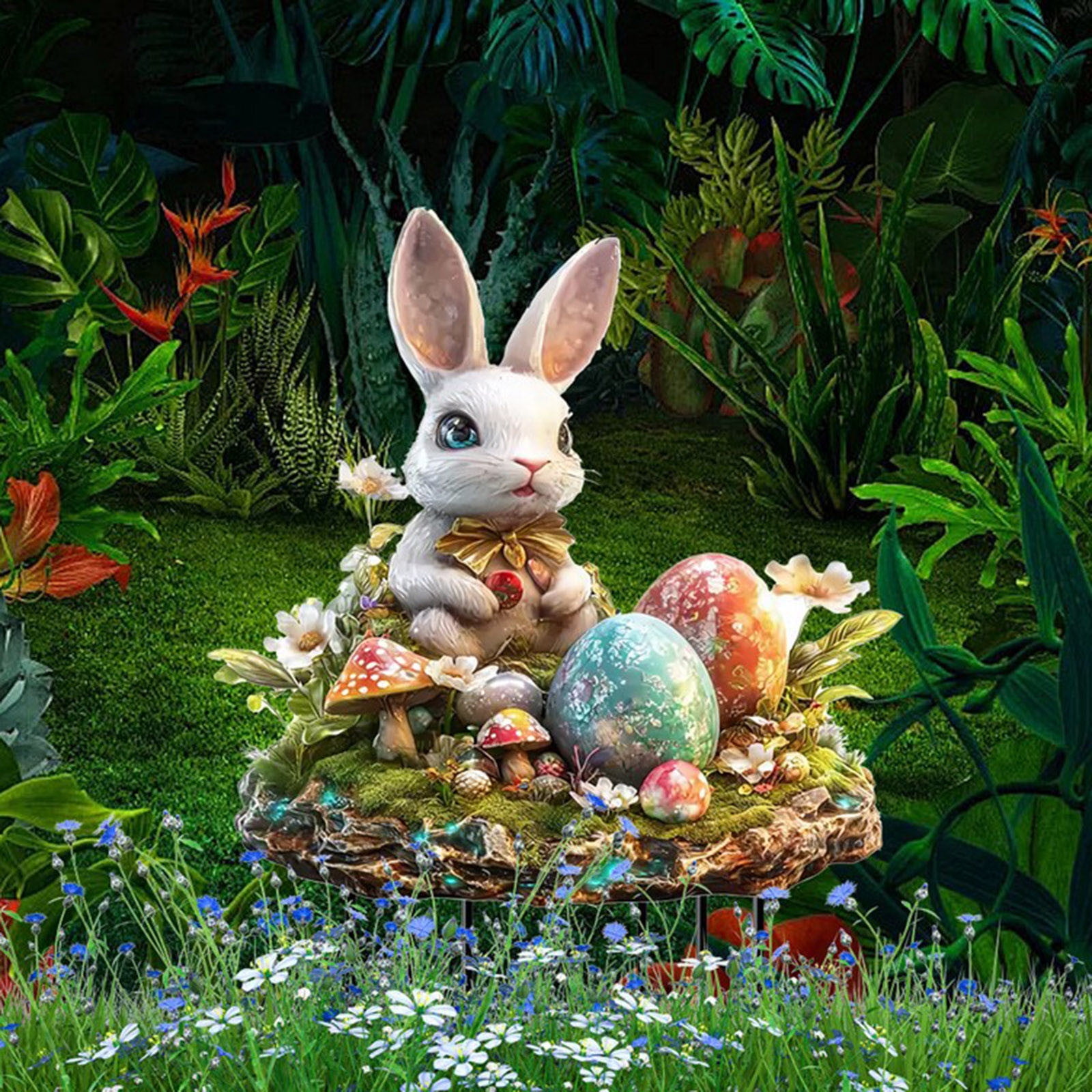 Easter Garden Stake Decorations Bunny Easter Egg Decorative Stake Decor ...