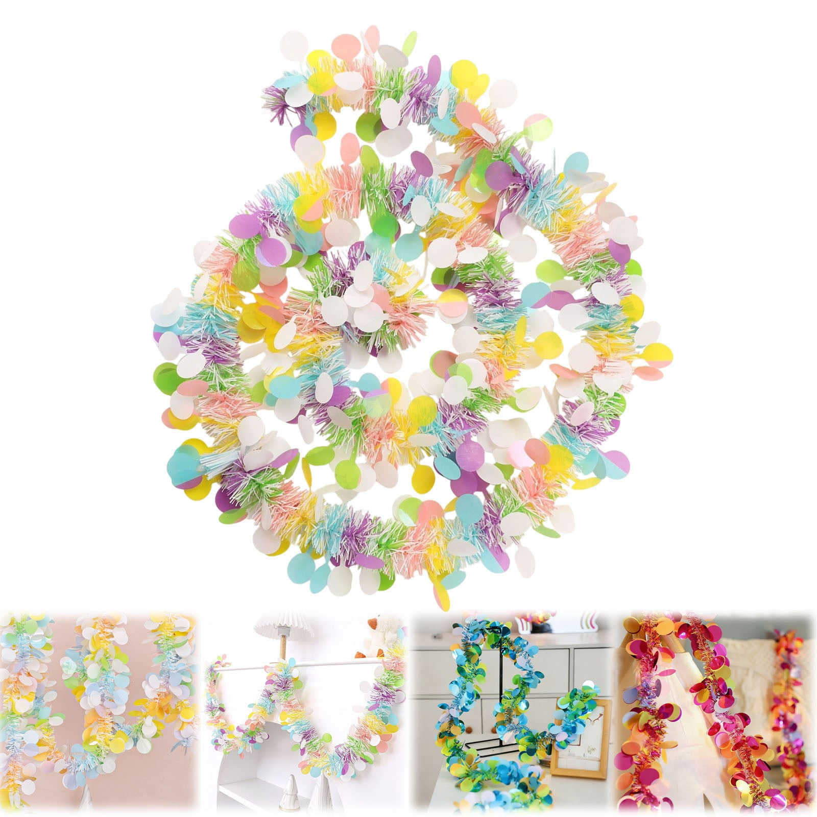 Easter Garland Decor,Colorful Glitter Spring Garland for Tree Mantle ...