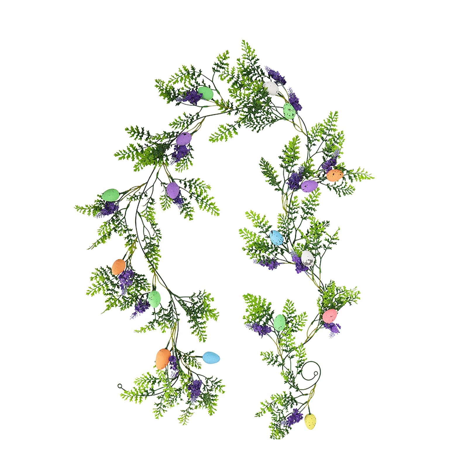Easter Garland, Spring Easter Egg Wreath with Artificial Ferns and ...