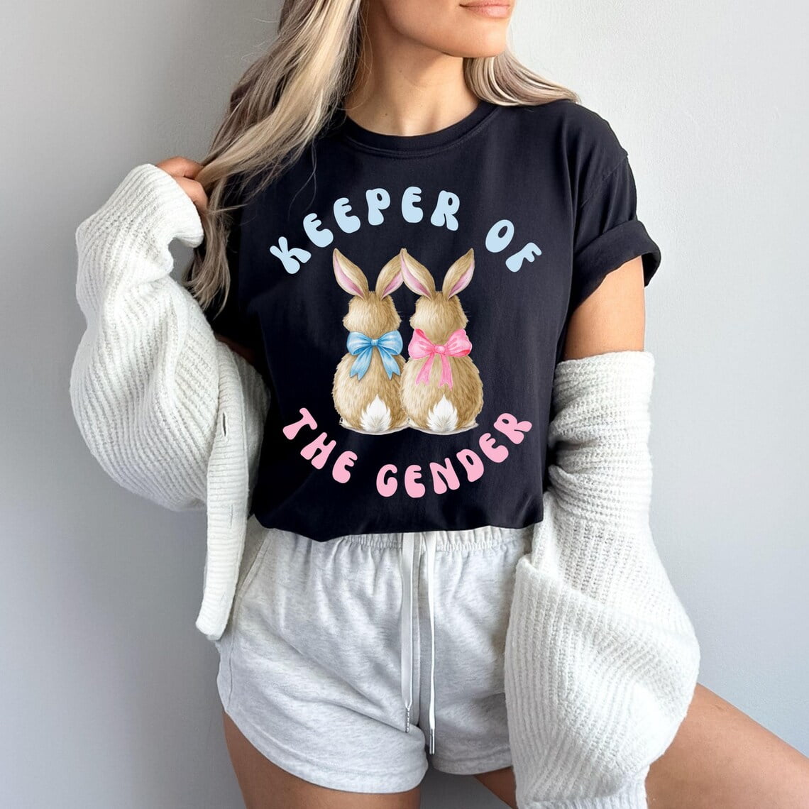 Easter Gender Reveal Shirts, Keeper Of The Gender Party Tshirt, Gender ...