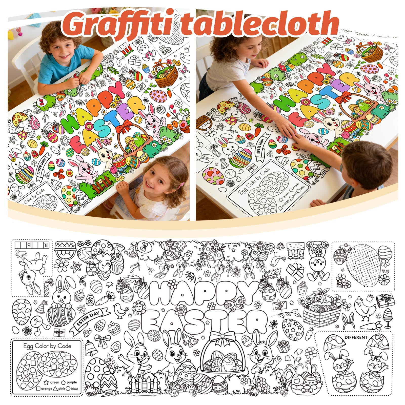 Easter Giant Coloring Poster 30x72 inches, Happy Easter Coloring ...