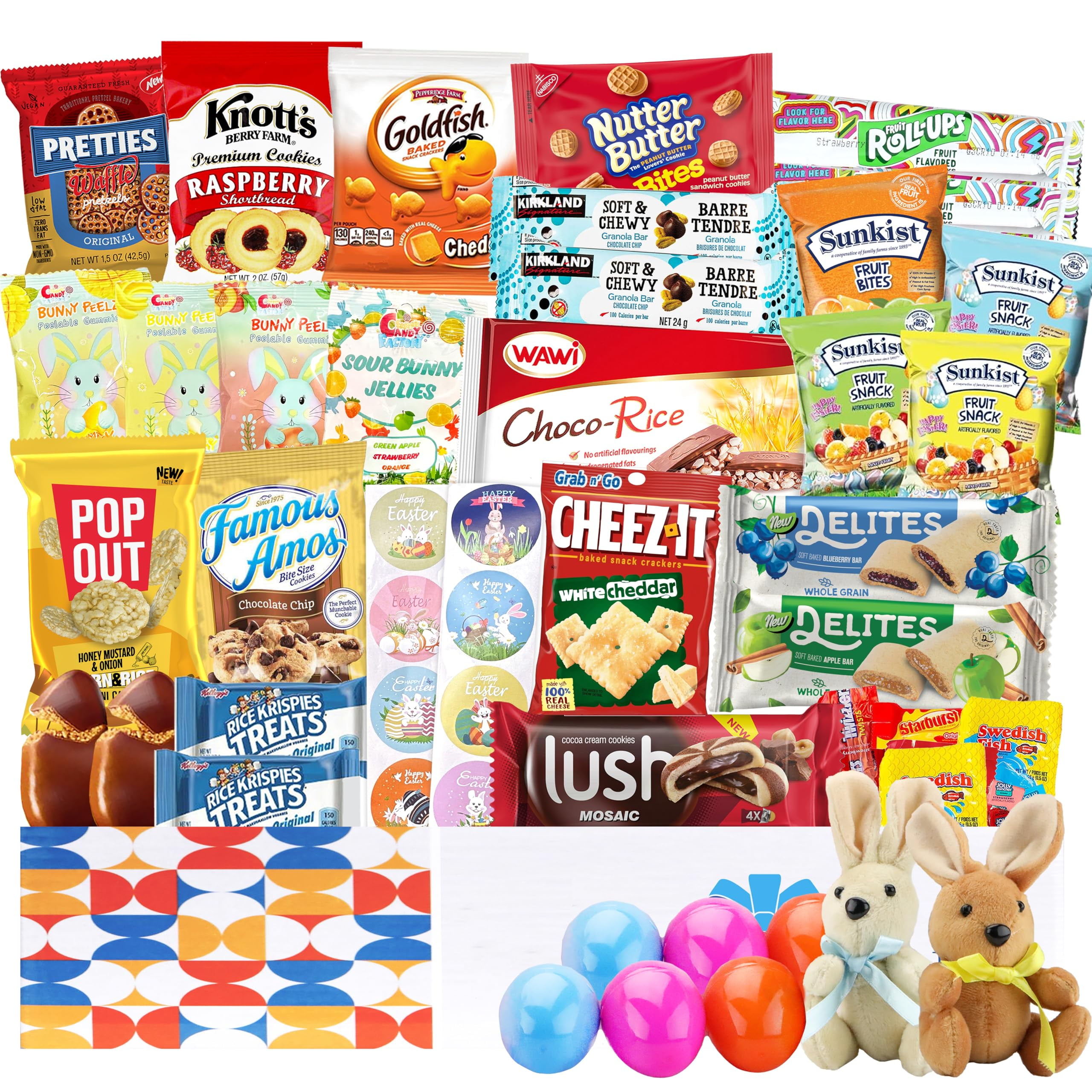 Easter Gift Box 72 OKA4 Count Care Package with Two Plush Bunny Treats ...