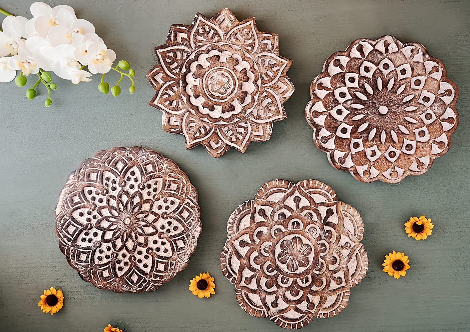 Easter Gifts Set of 4 Wooden Trivet for Hot Dishes Pots and Pans Tea ...