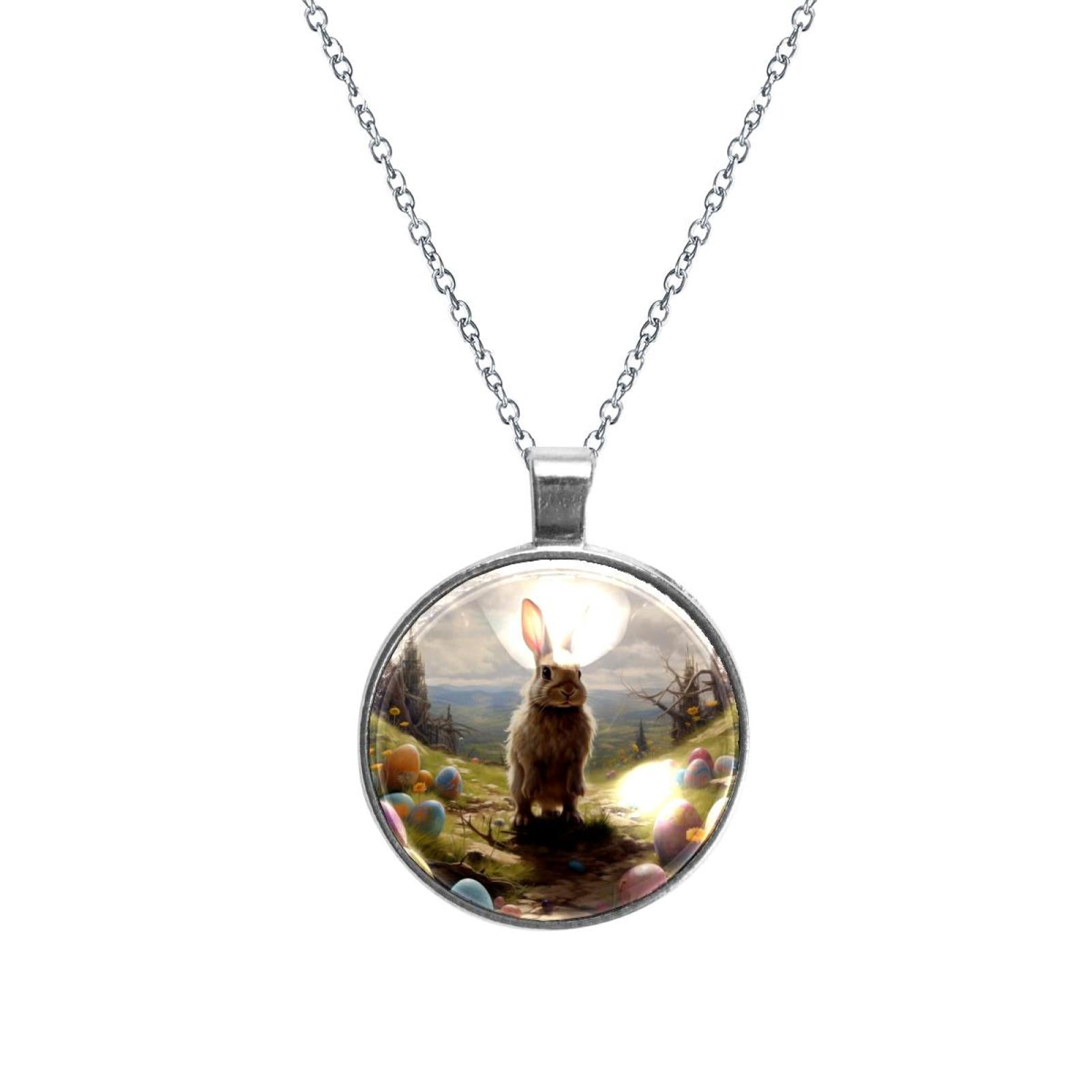 Easter Glass Design Circular Pendant Necklace - Elegant Jewelry Piece ...