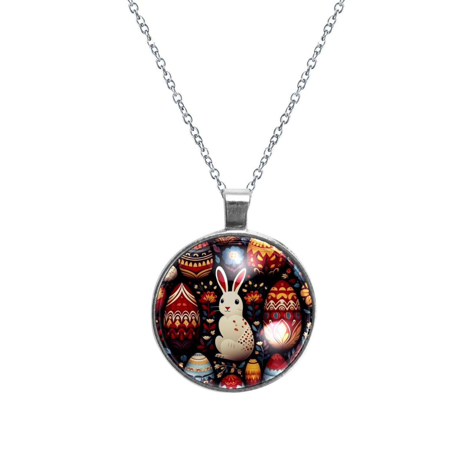 Easter Glass Design Circular Pendant Necklace - Elegant Statement Piece for Women - Walmart.com