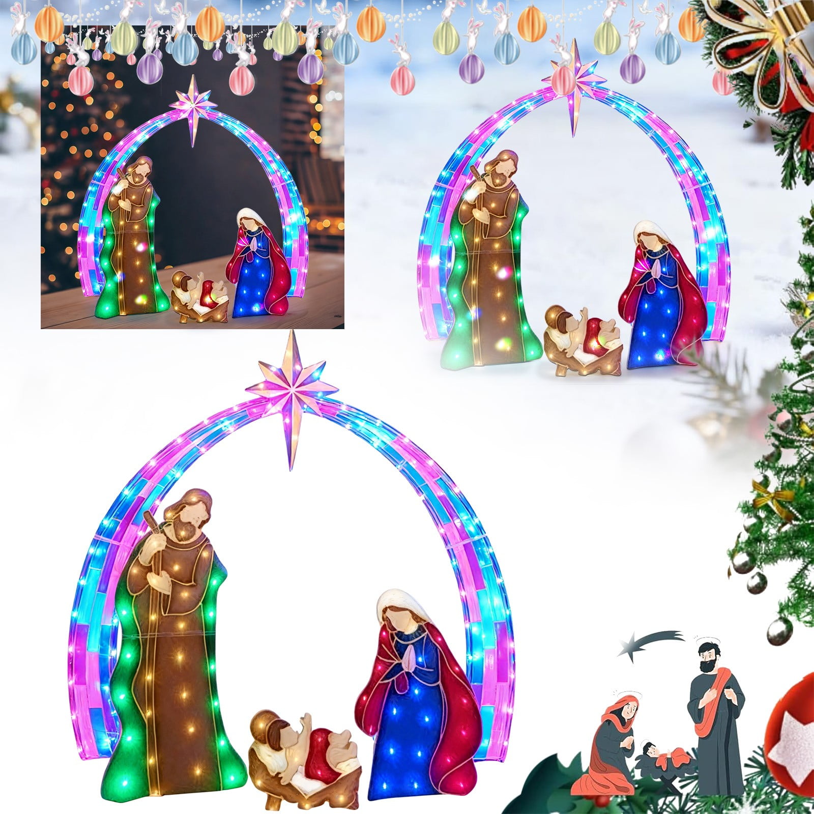 Easter Glowing Religious Ornament - LED Light Up Scene Decor for Home ...