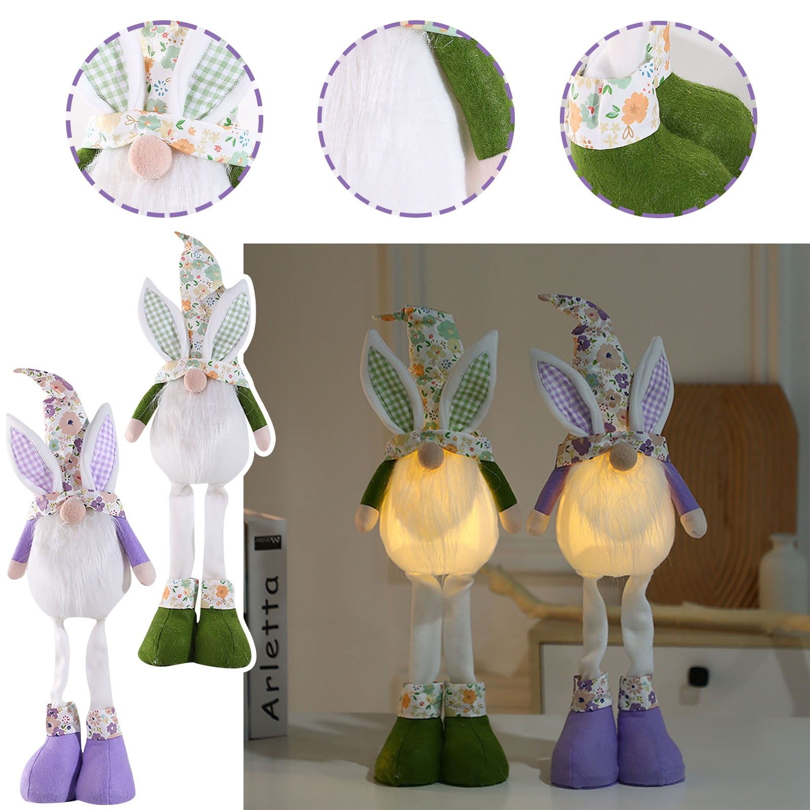 Easter Gnome Bunny Plush Decorations Easter Ornaments for Home Spring ...