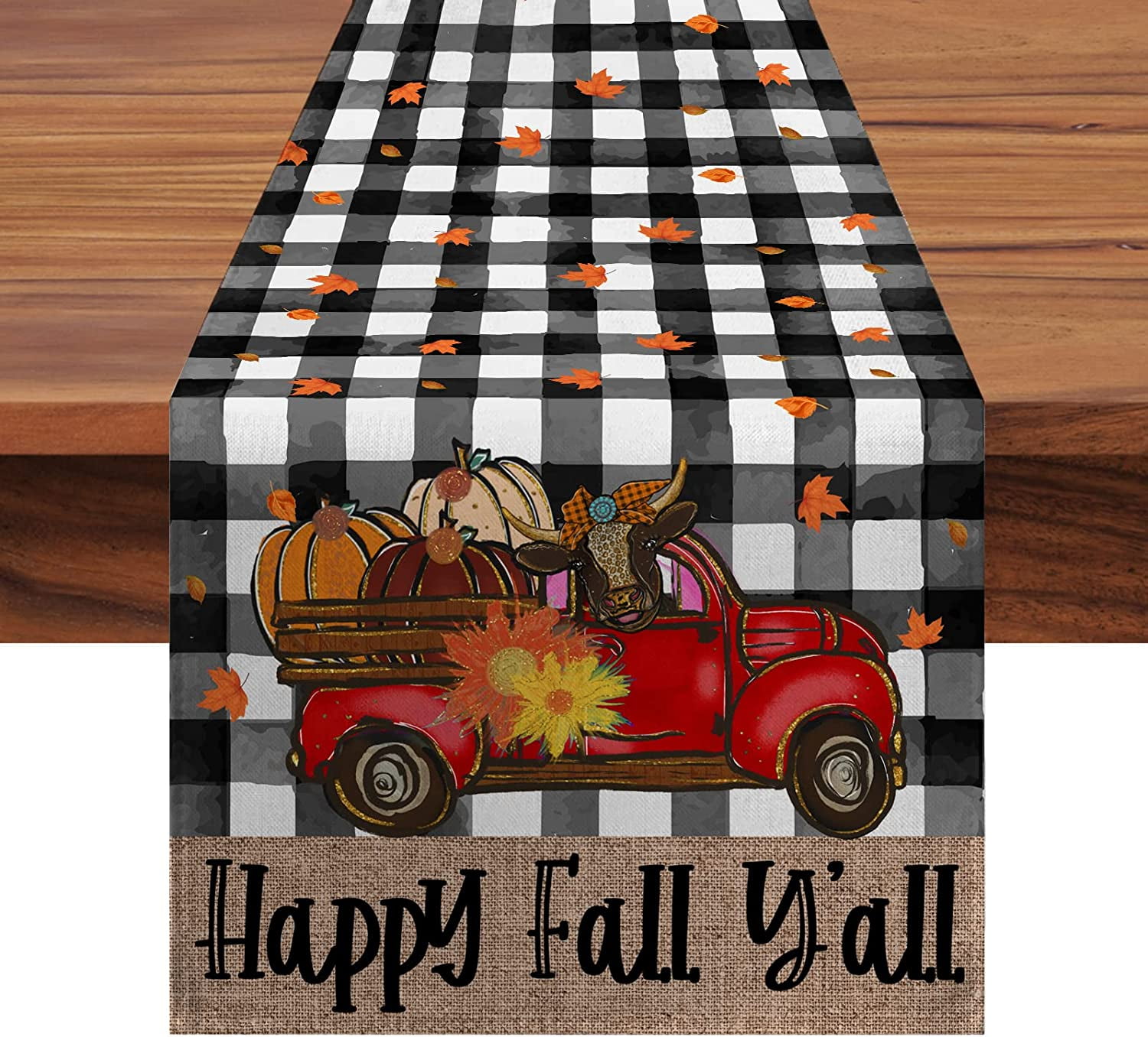 Easter Gnome Table Runner 90 Inches Long Watercolor Buffalo Plaid Truck ...