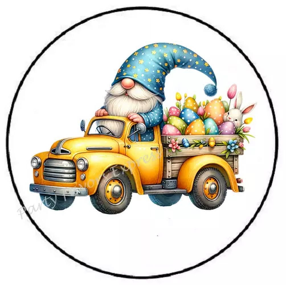 Easter Gnome Tellow Trucks With Eggs Stickers Party Favors Phone Decal ...