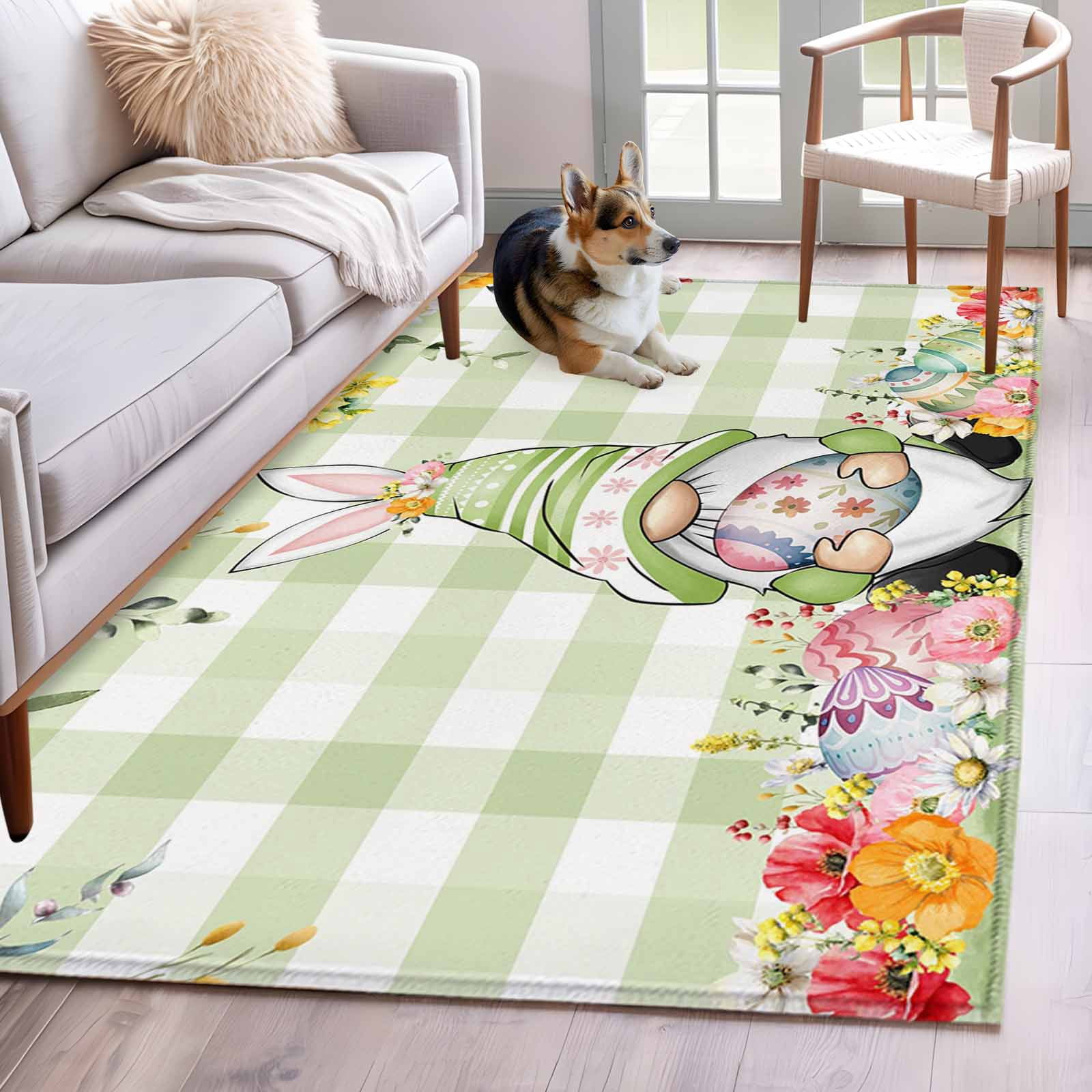 Easter Gnomes Area Rug 4x6 Washable Rug Non Slip Spring Easter Eggs ...