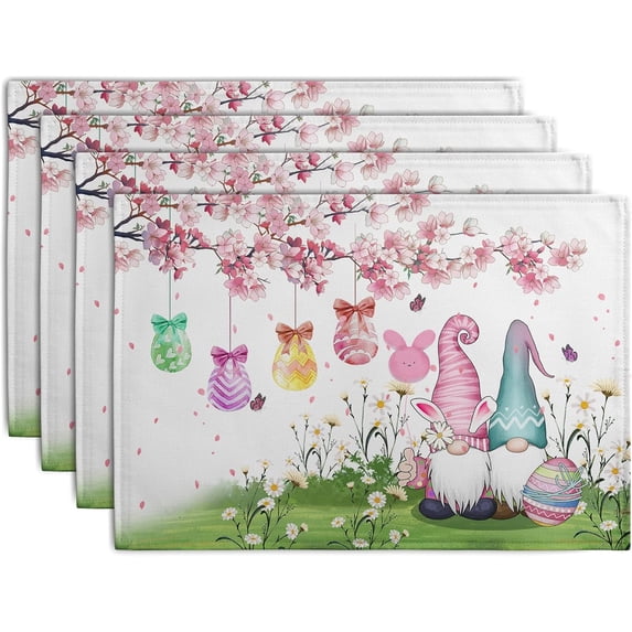 Easter Gnomes Bunny Placemats Set of 4 Easter Eggs Flowers Place Mat ...