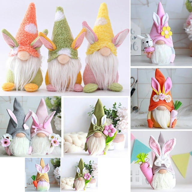 Easter Gnomes Decorations Easter Bunny Gnomes Spring Rabbit Plush ...