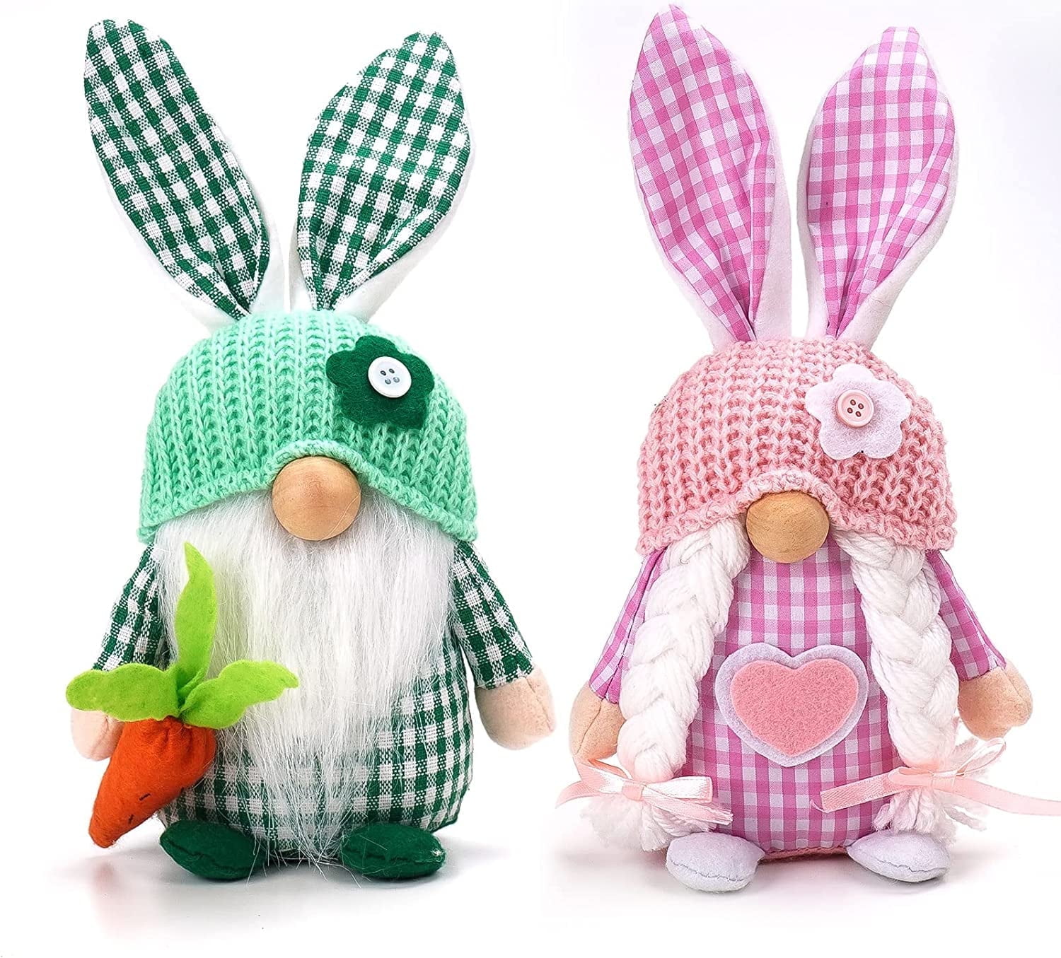 Easter Gnome Stuffed Figurines Ornaments, 2 Pack Bunny Tiered Tray ...