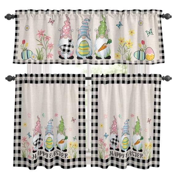 Easter Gnomes Kitchen Curtains and Valances Set, with Carrot Egg Retro ...