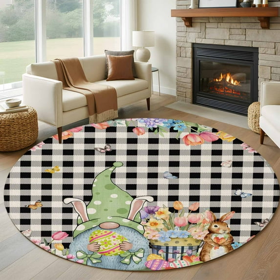 Easter Gnomes Round Rug 5ft Washable Circle Kitchen Rugs Non Slip ...
