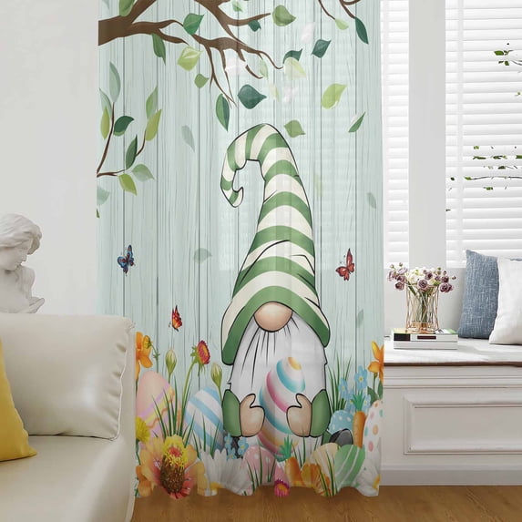 Easter Gnomes Semi Sheer Curtains Drapes for Living Room,Bedroom,French ...
