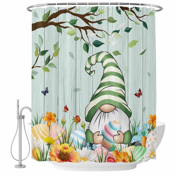 Easter Gnomes Shower Curtain Set - Standard 72" x 72" Washable Bathtub ...