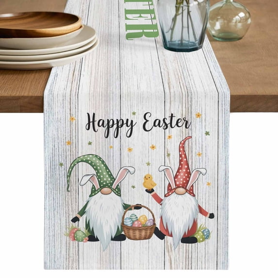 Easter Gnomes Table Runner 48 Inches, Spring Farmhouse Bunny Eggs ...